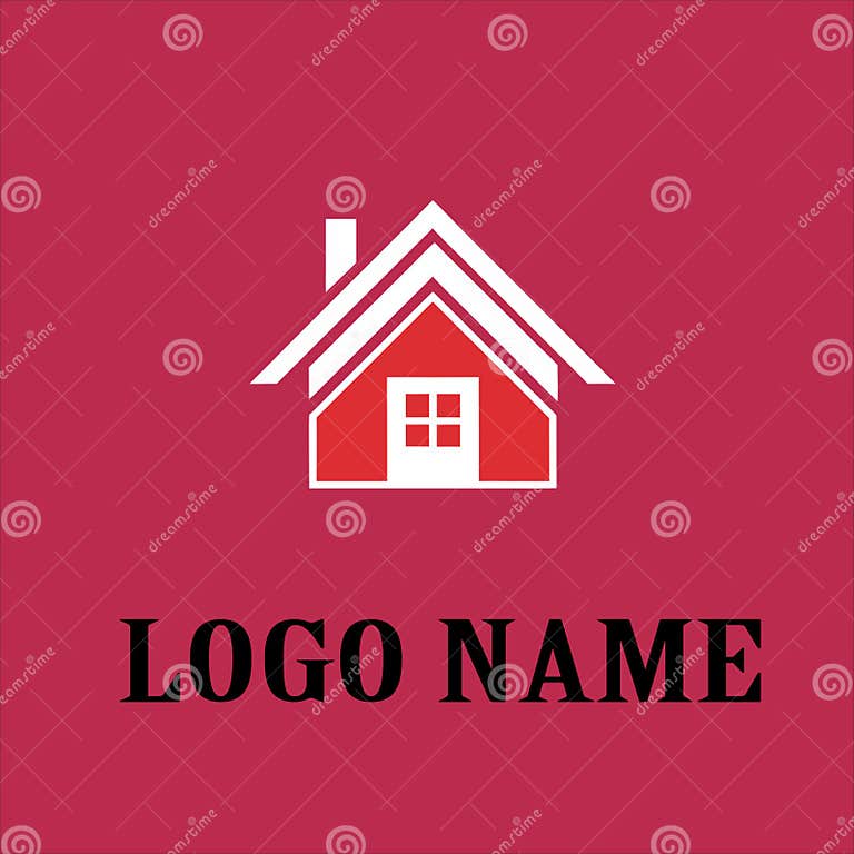 Simple Red House Logo Design Template. Stock Illustration ...
