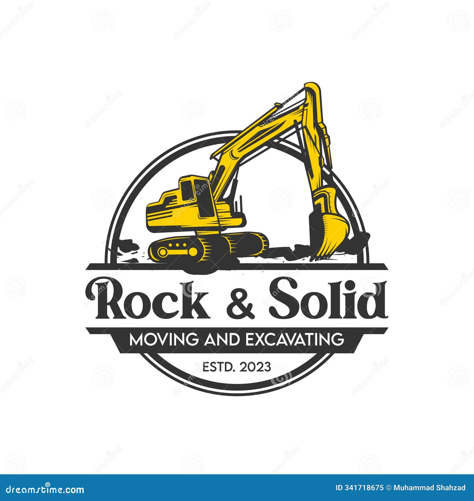 Rock Solid Moving Badge Construction Logo Design in Vector Template ...