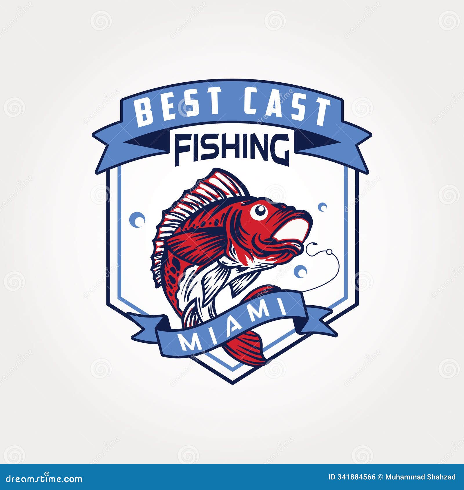 Hand Drawn Redfish Emblem Logo Design in Vector Template Stock ...