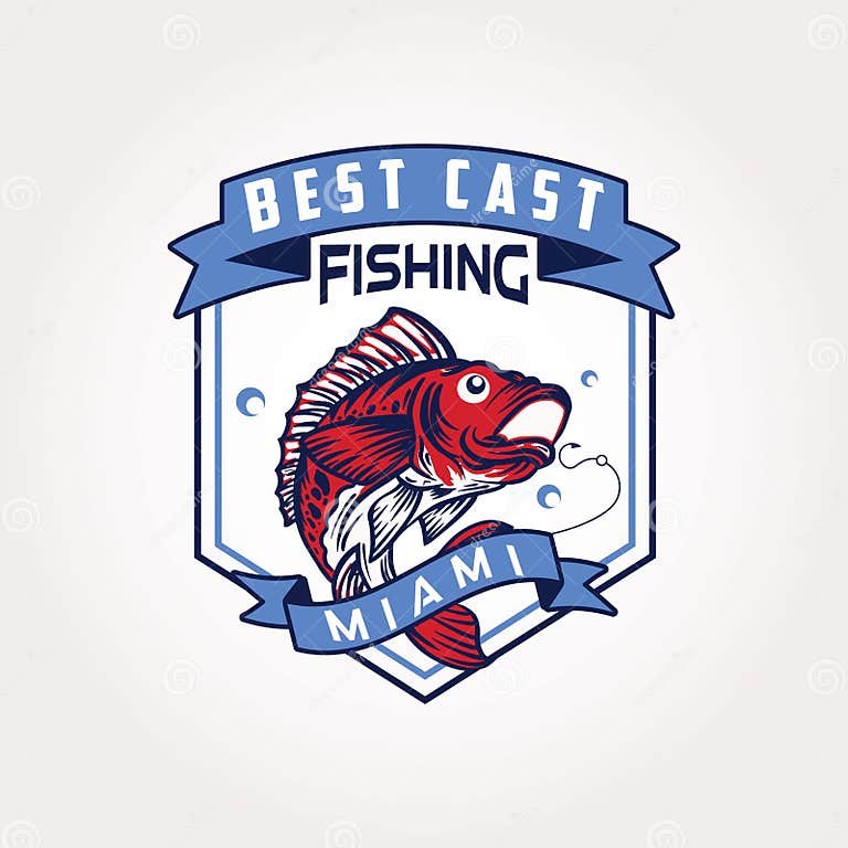 Hand Drawn Redfish Emblem Logo Design in Vector Template Stock ...