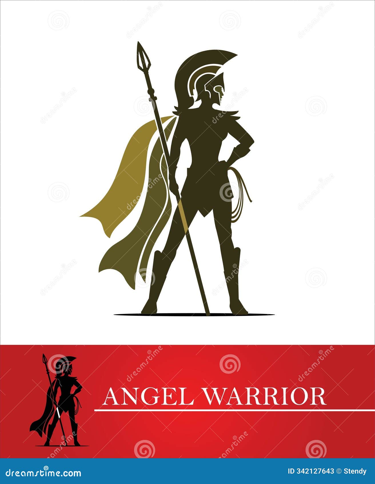 Female Warrior Queen. Silhouette of Brave Warrior Queen with Cape ...