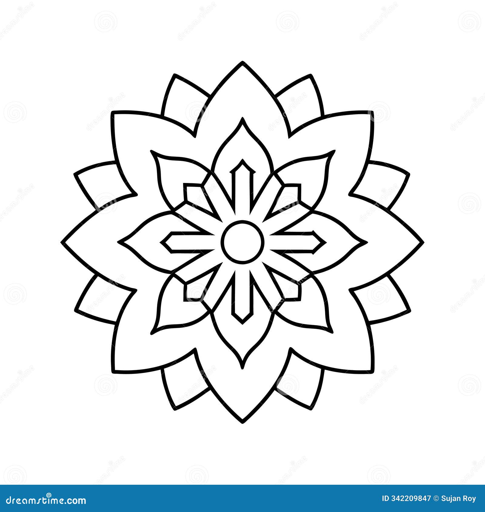 Mandala of the Mind Vector Line Art Stock Illustration - Illustration ...