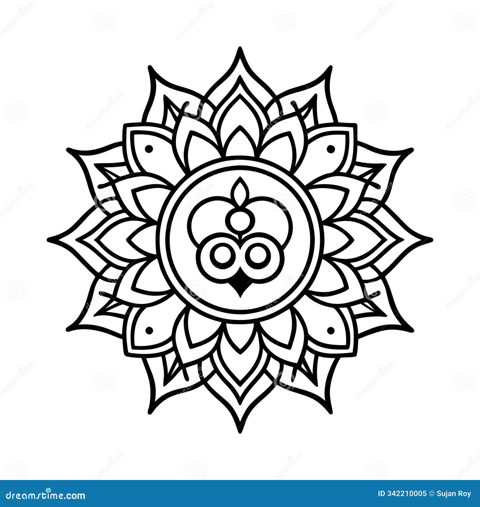 Om Mandala Vector Line Art stock illustration. Illustration of ...