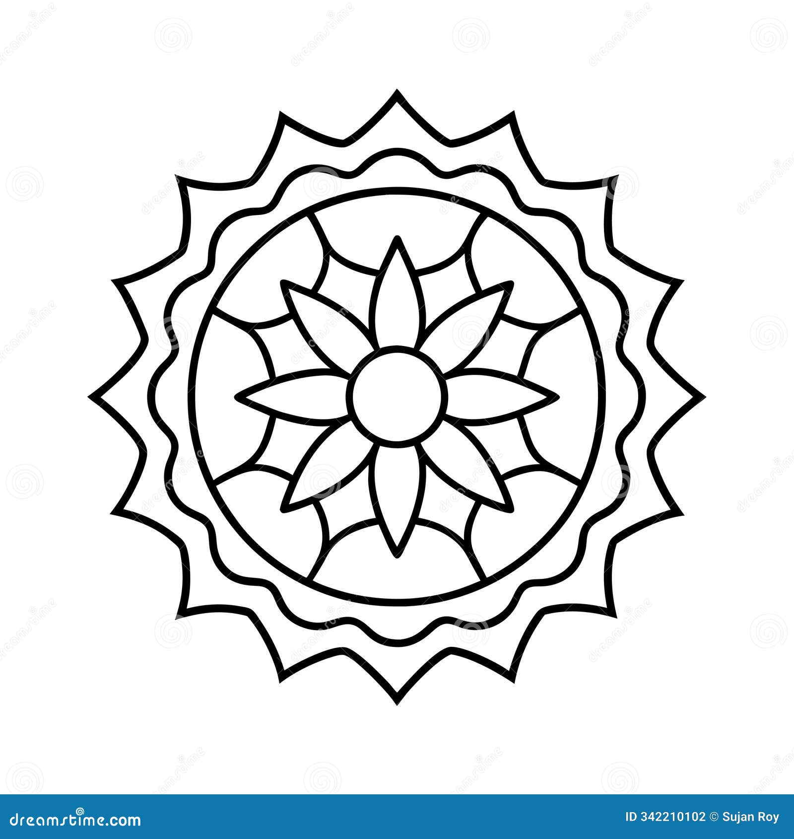 Water Mandala Vector Line Art Stock Illustration - Illustration of ...