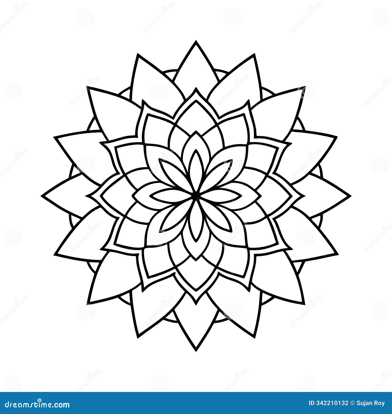 Zen Mandala Vector Line Art Stock Illustration - Illustration of motifs ...