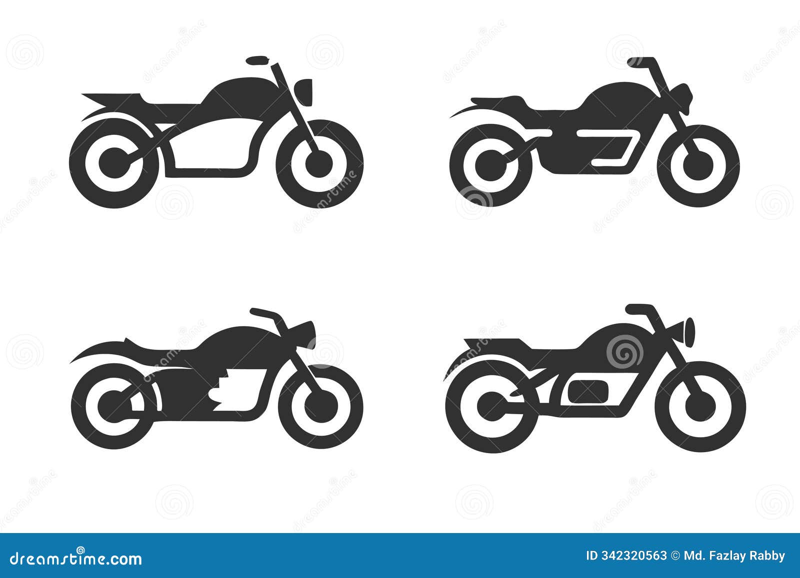 Minimalist Motorcycle Icon Collection for Automotive Graphics Stock ...