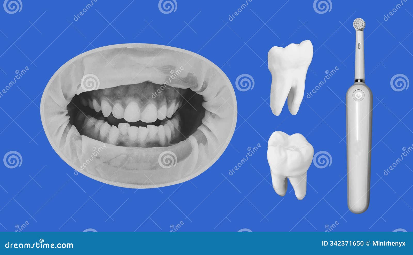 Tooth and Dental Related Object Collage Elements Stock Illustration ...