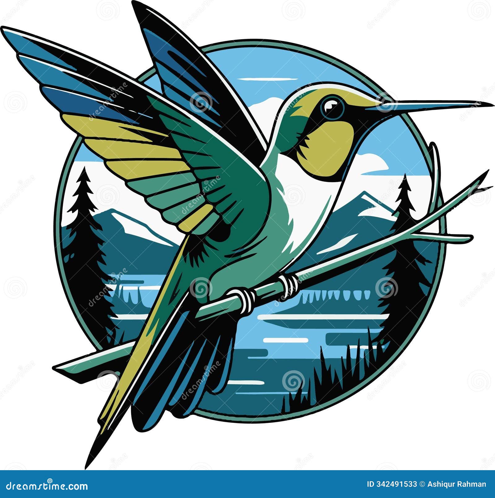 Humming Bird Vector Artwork with White Bg Stock Illustration ...