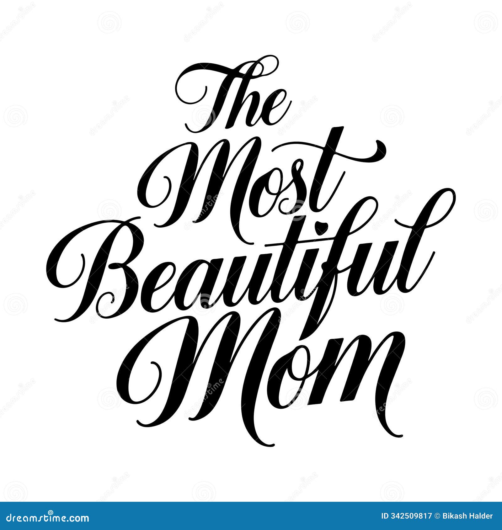 The Most Beautiful Mom Typography Silhouette Vector Stock Illustration ...