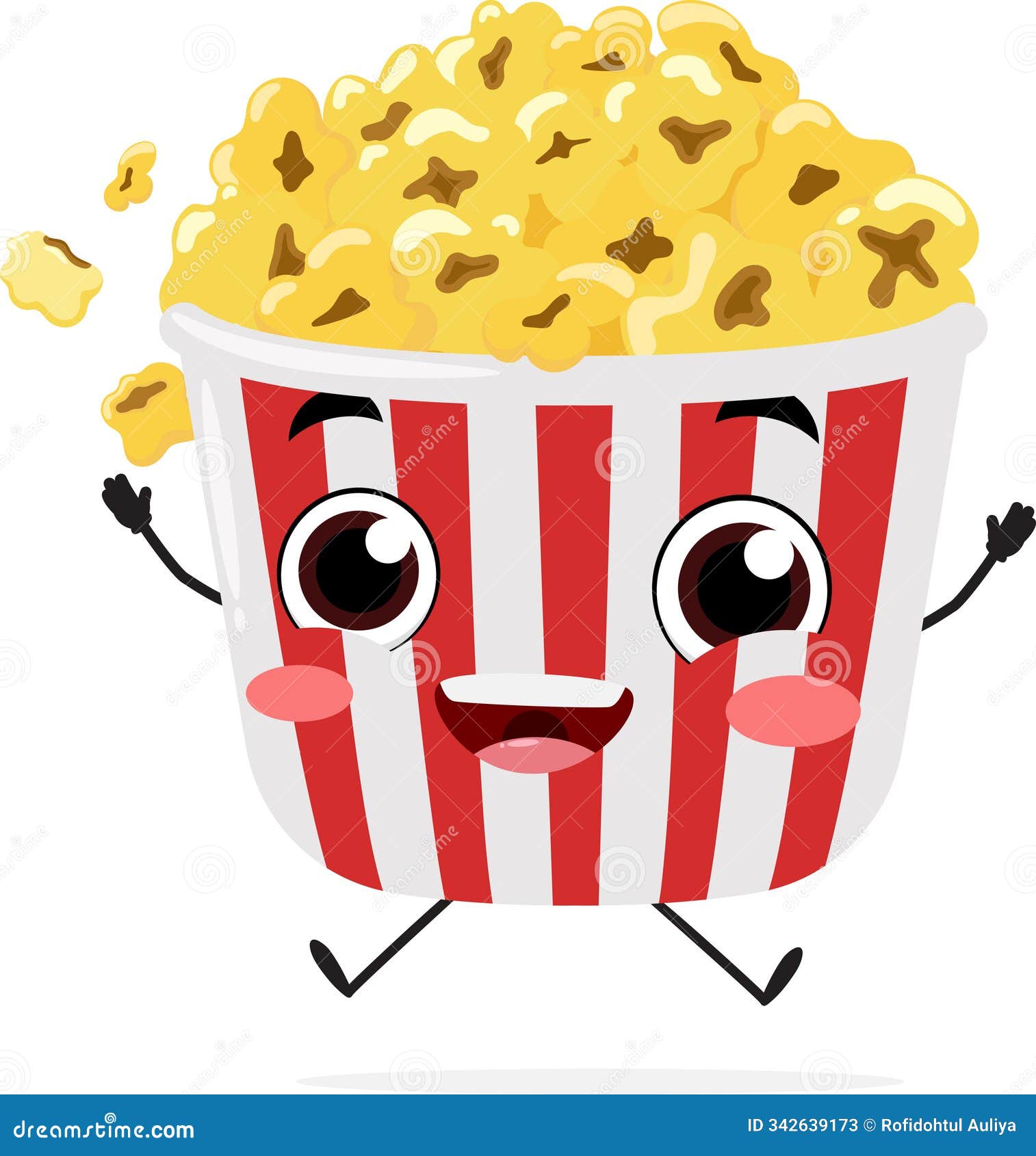 Cute Popcorn Cartoon Character, Isolated On White Background ...