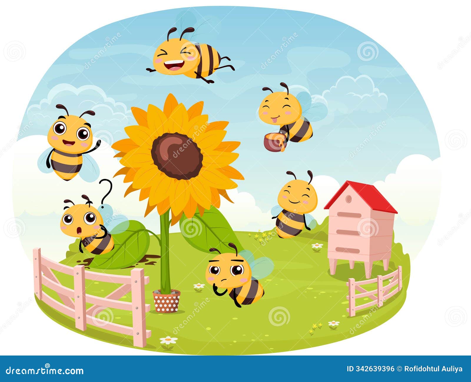 Cute Bees Cartoon Carrying Honey To the Hive Stock Illustration ...
