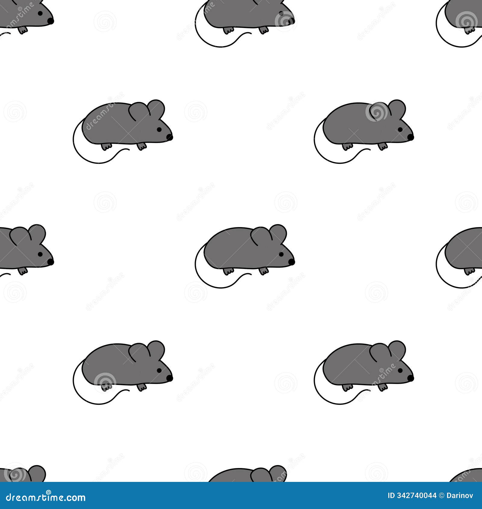 Seamless Vector Pattern with Cute Mouse. Animal Background. Flat ...