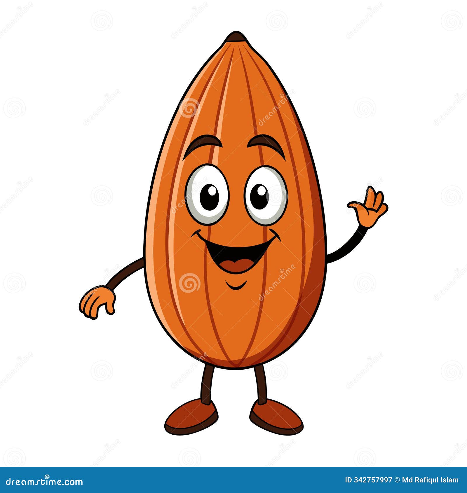 3d Rendering of Beautiful Colorful Almond Cartoon Stock Illustration ...