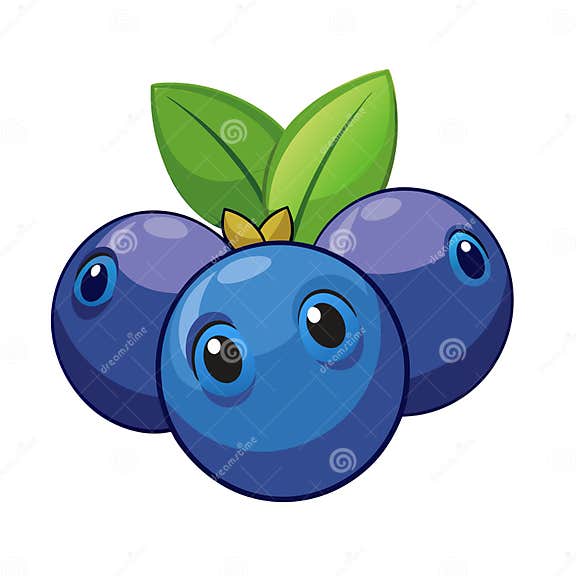 3d Rendering of Beautiful Colorful Blueberries Cartoon Stock ...