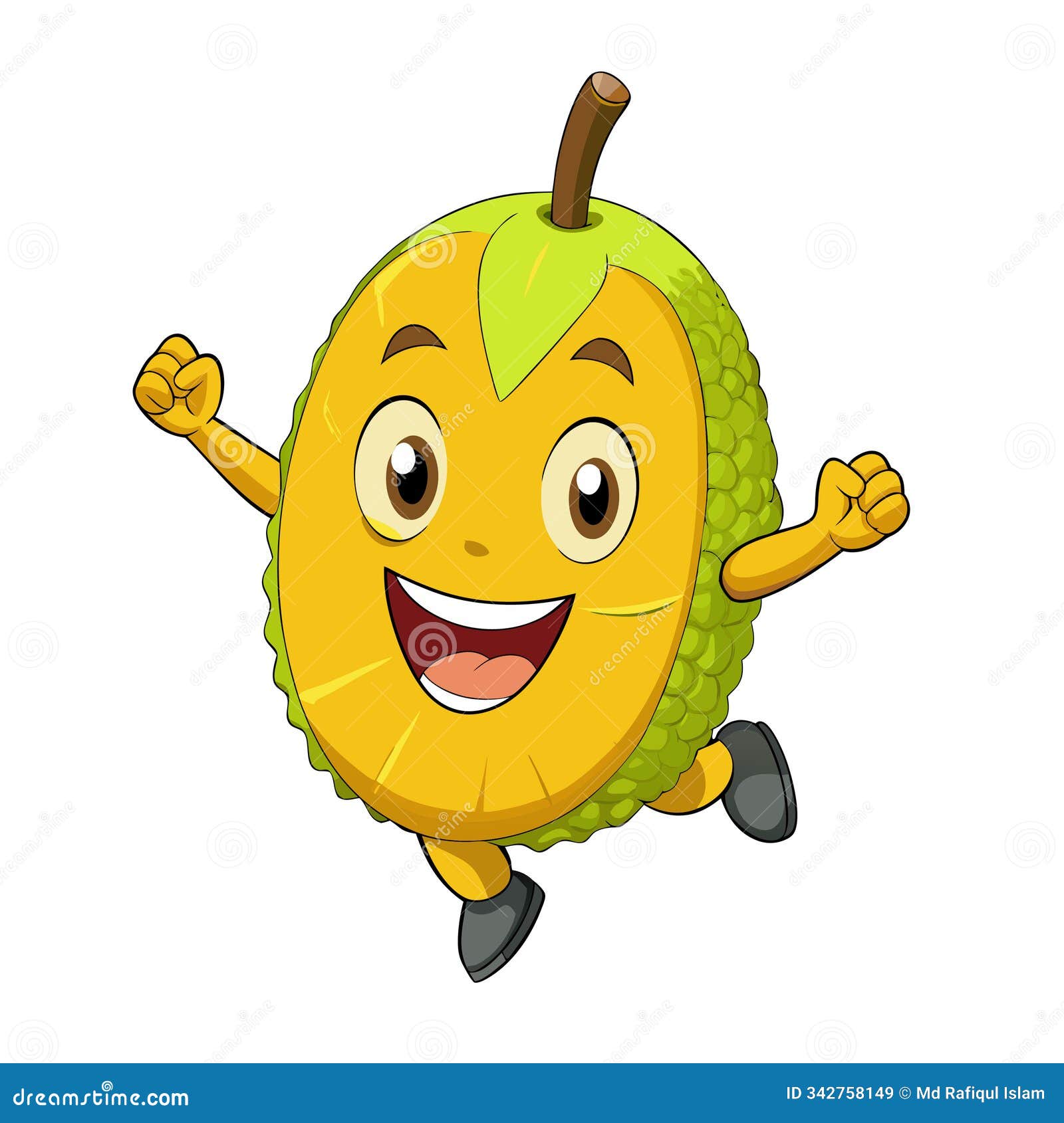 3d Rendering of Beautiful Colorful Jackfruit Cartoon Stock Illustration ...