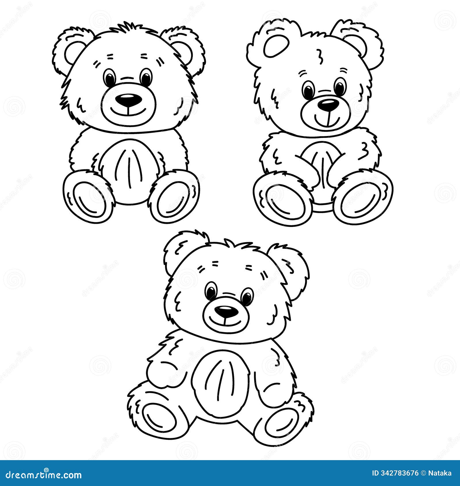 Outline Set of Isolated Little Teddy Bears Stock Illustration ...