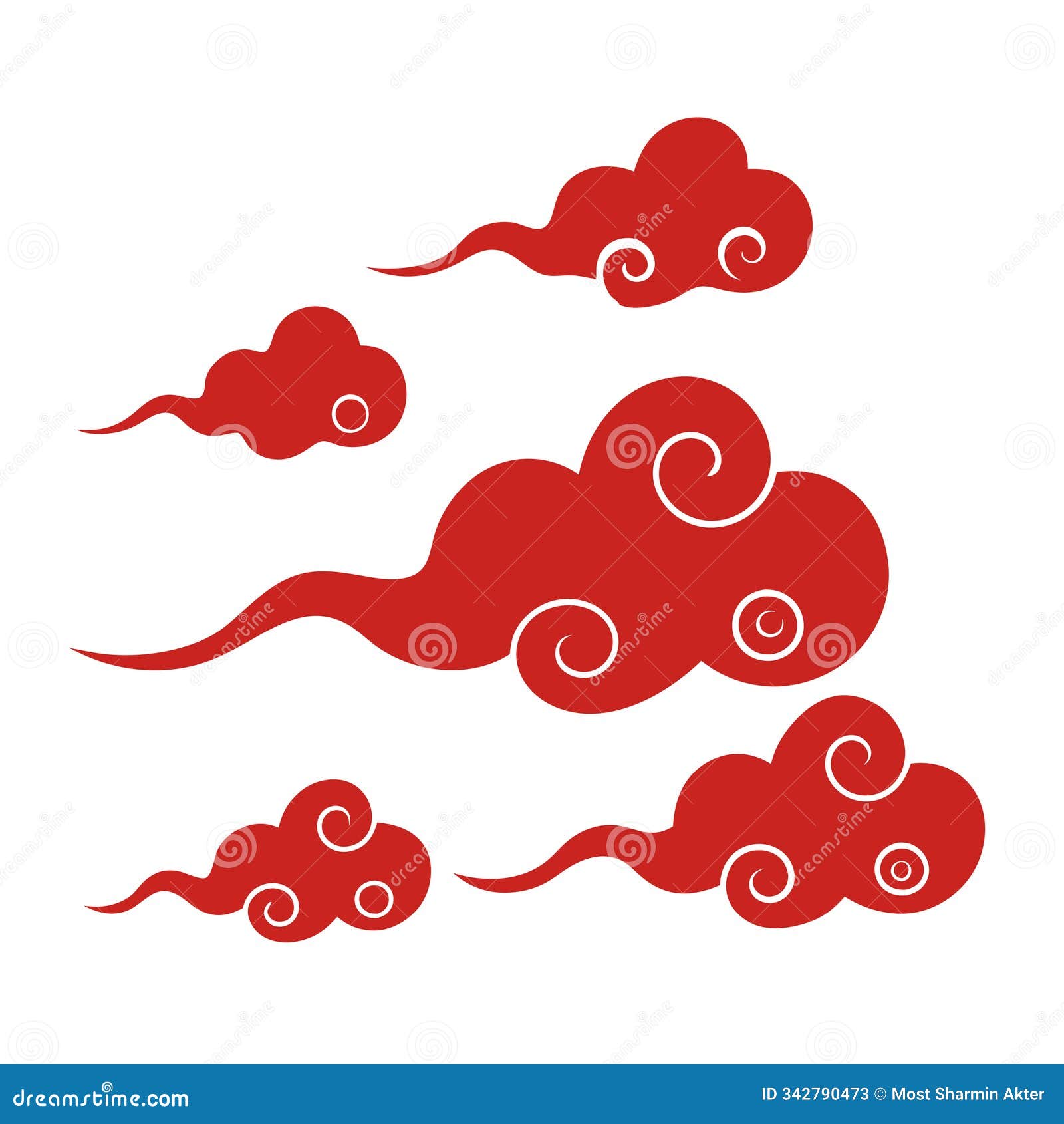 Traditional Chinese Art Style Vector – Cloud and Wind Elements Stock ...