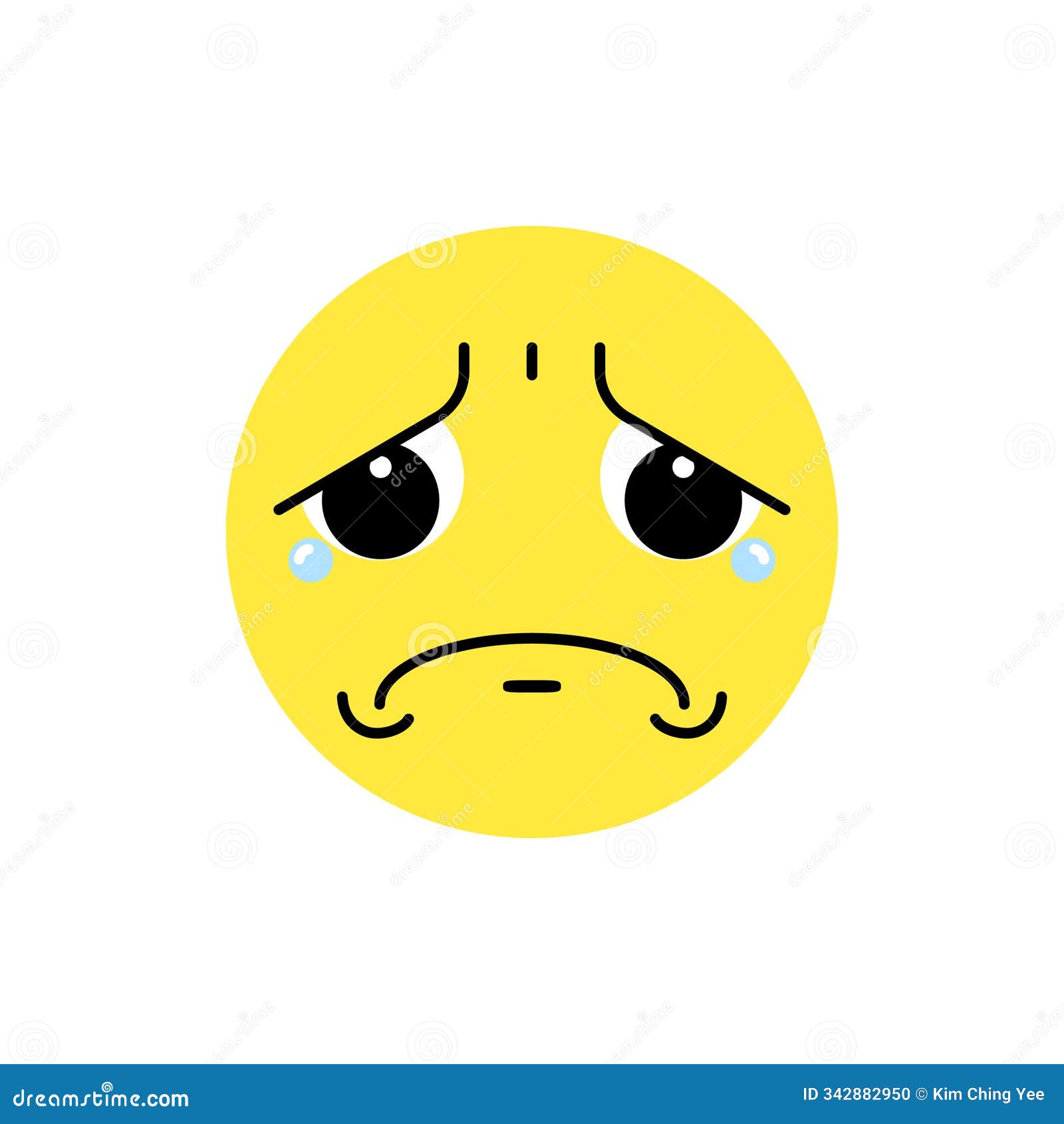 Sad , Depressed and Miserable Emoji Face with Tears. Stock Illustration ...