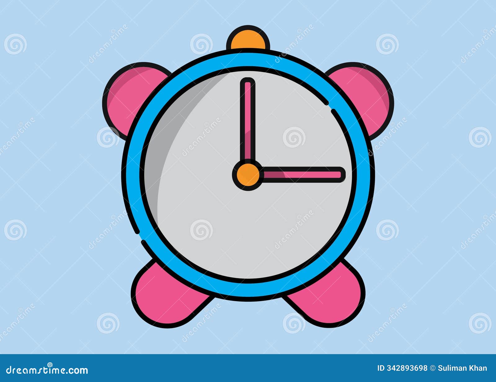 Cartoon Clock Illustration Design Time Hour Minute Stock Vector ...