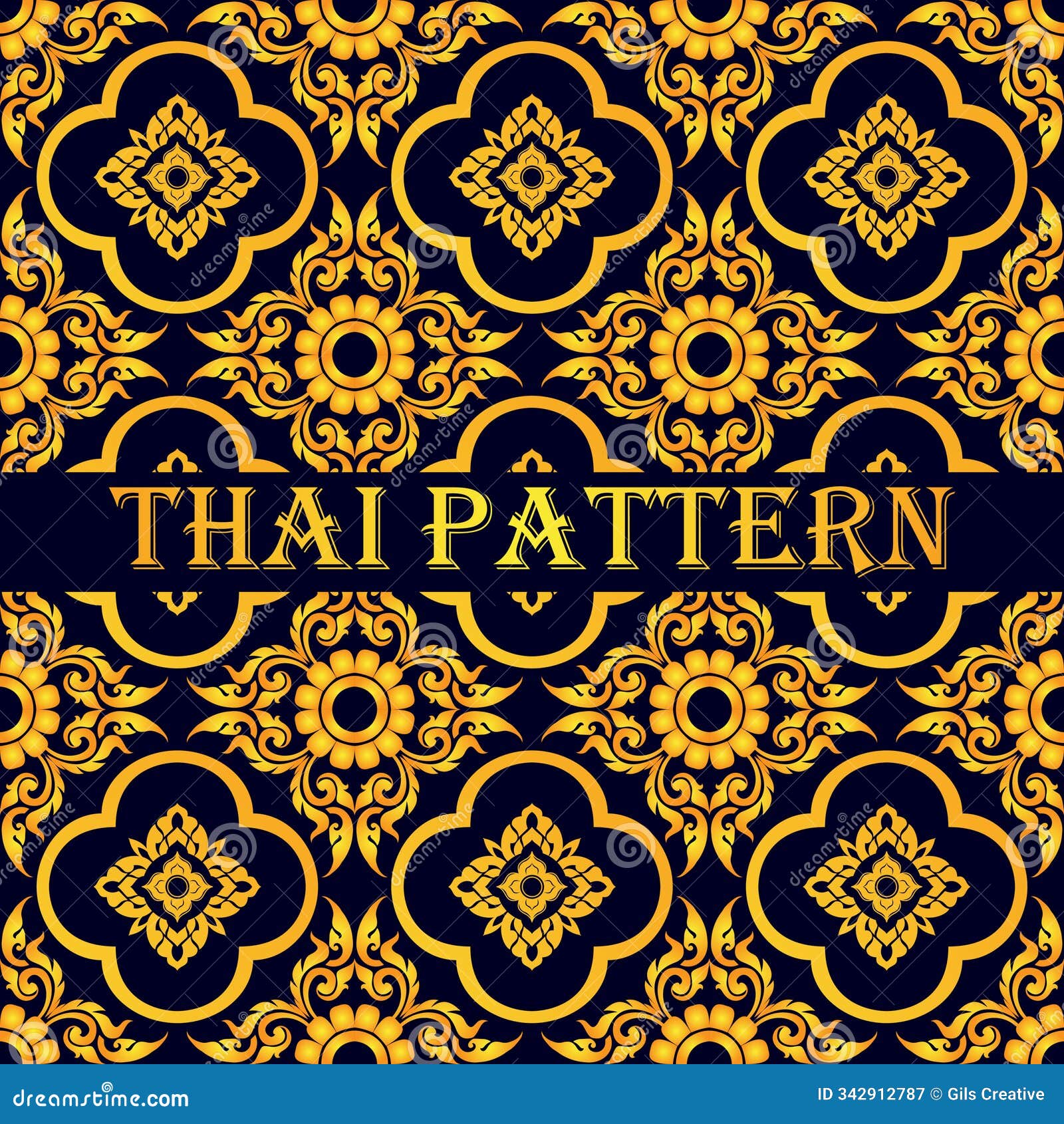 Seamless Thai Geometric Pattern with Golden Color. Perfect for Various ...