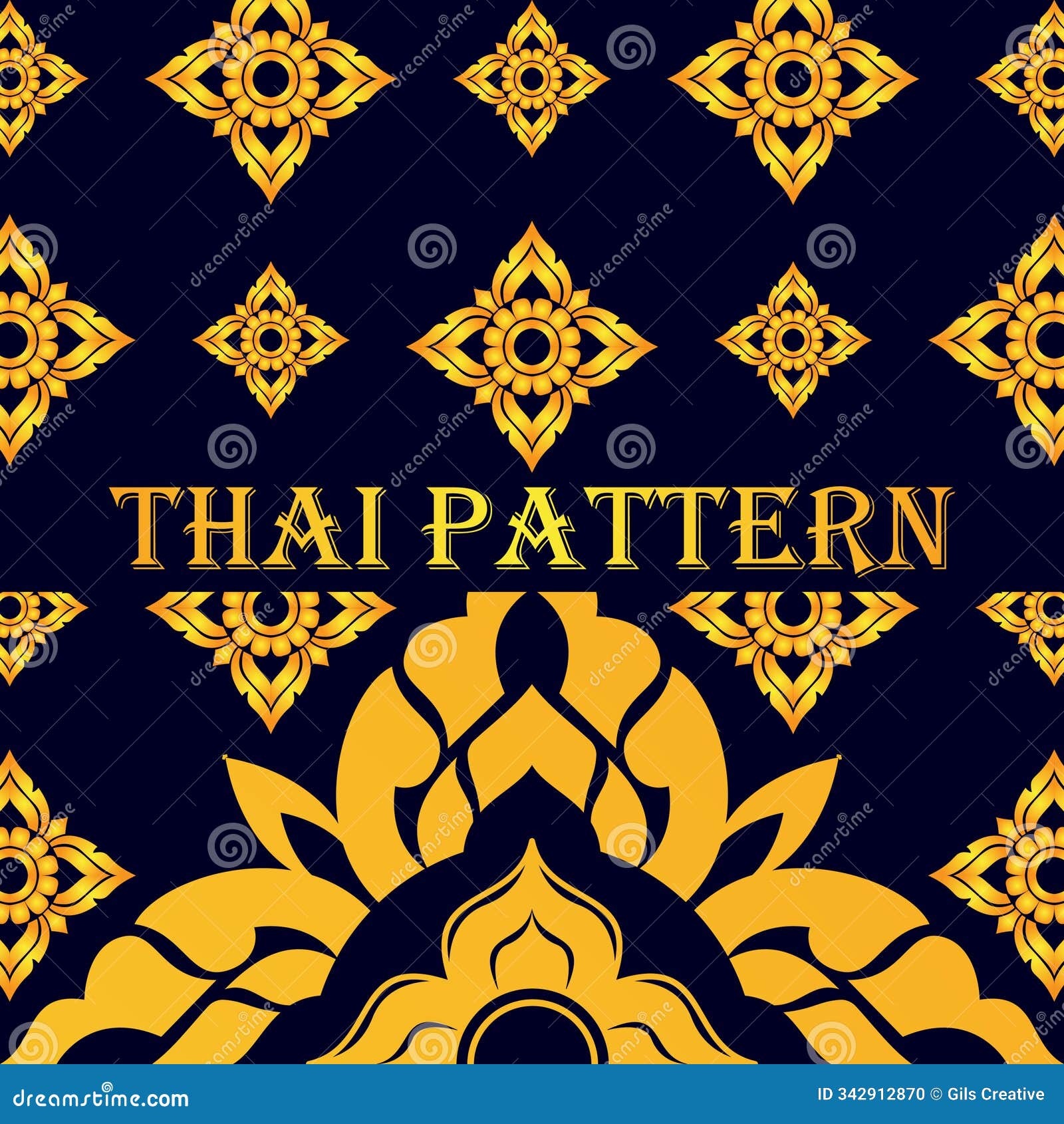 Seamless Thai Geometric Pattern with Golden Color. Perfect for Various ...