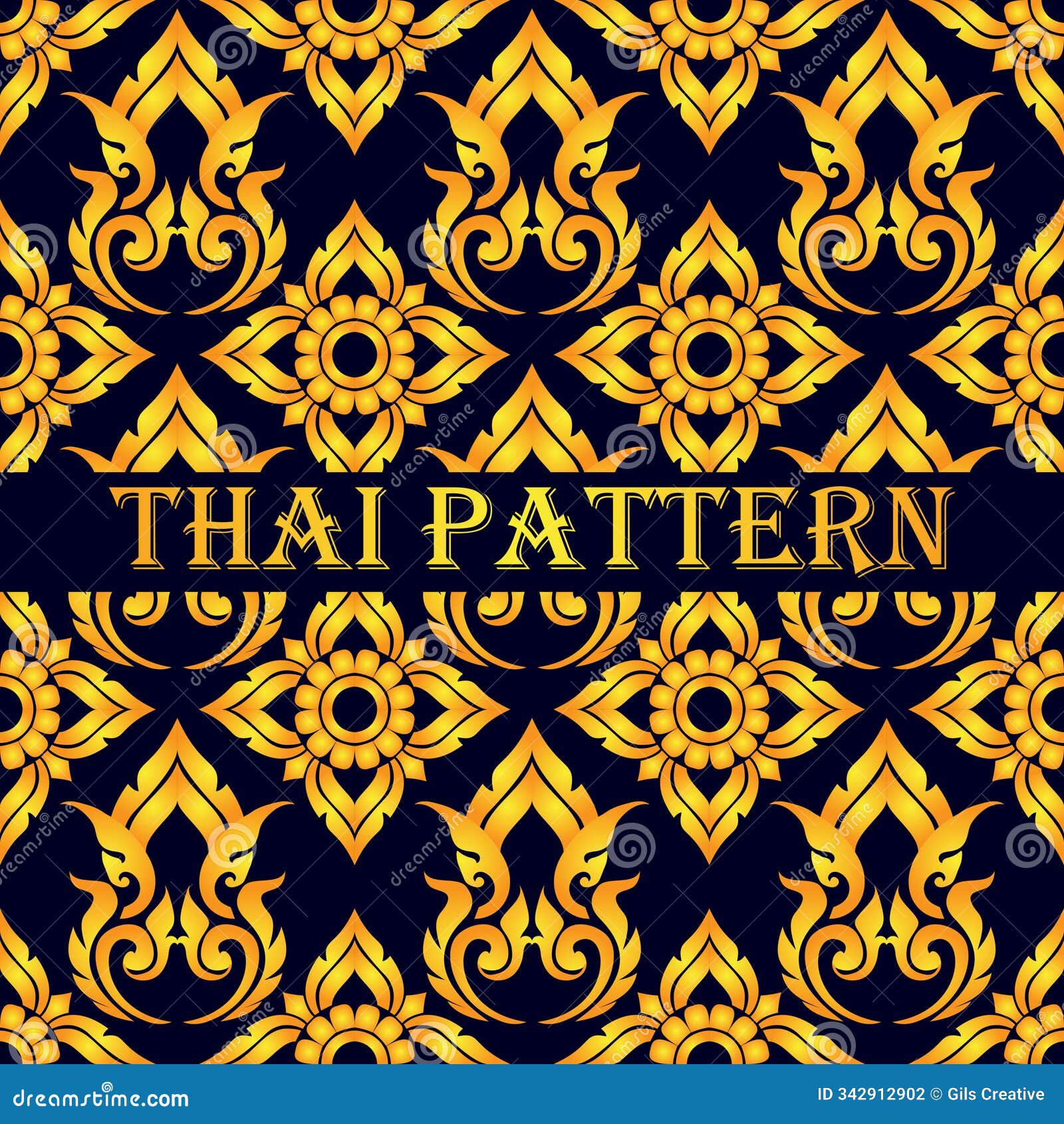 Seamless Thai Geometric Pattern with Golden Color. Perfect for Various ...