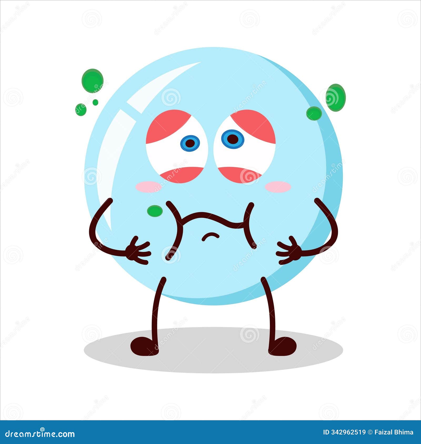 Cute Sick Expression of Bubble Cartoon Character Stock Illustration ...