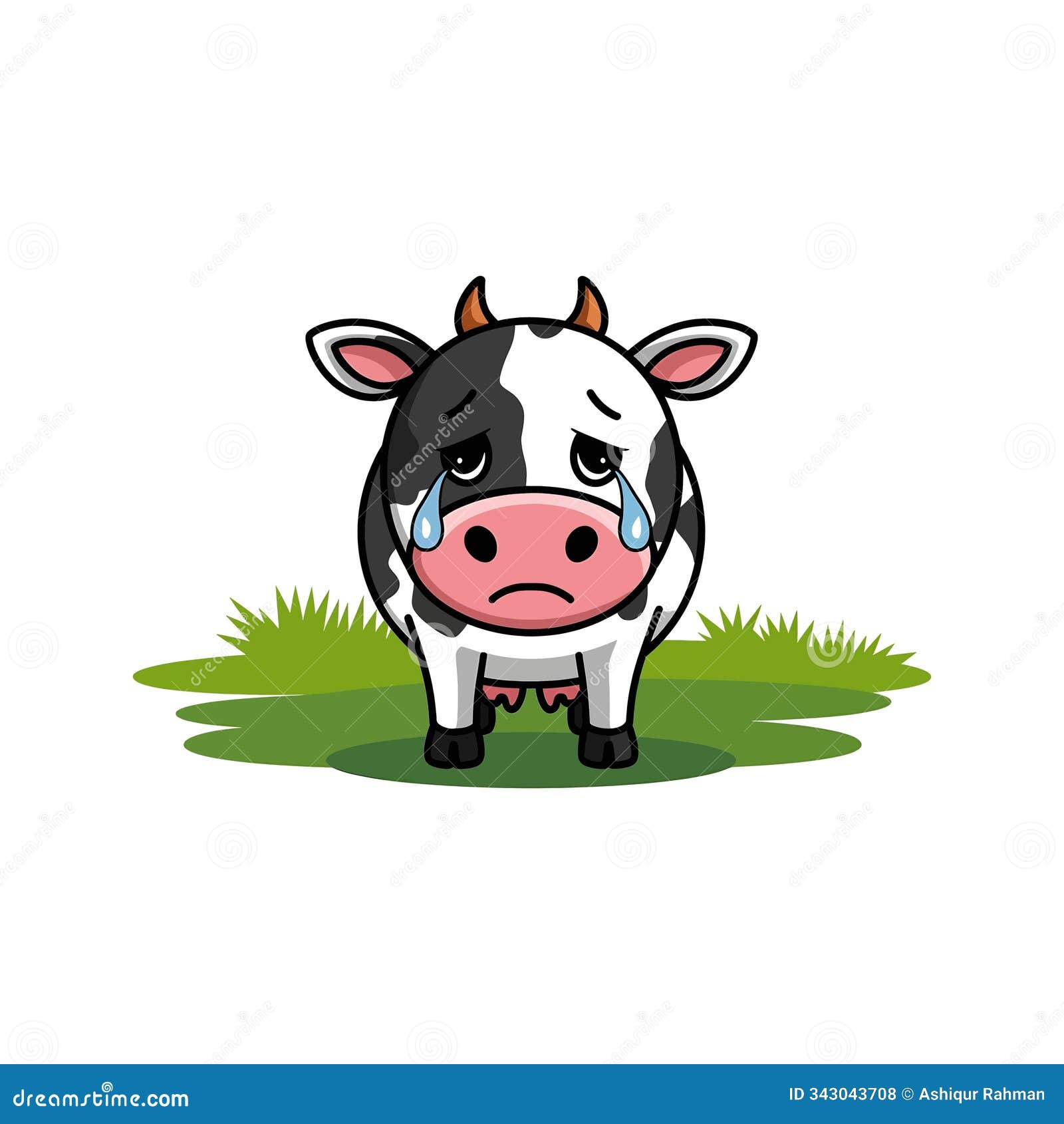 Crying Cow Vector Art Illustration Stock Illustration - Illustration of ...