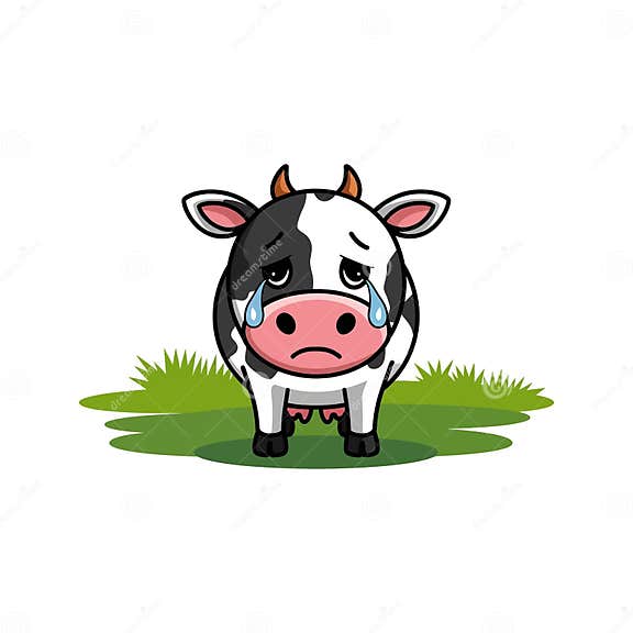 Crying Cow Vector Art Illustration Stock Illustration - Illustration of ...