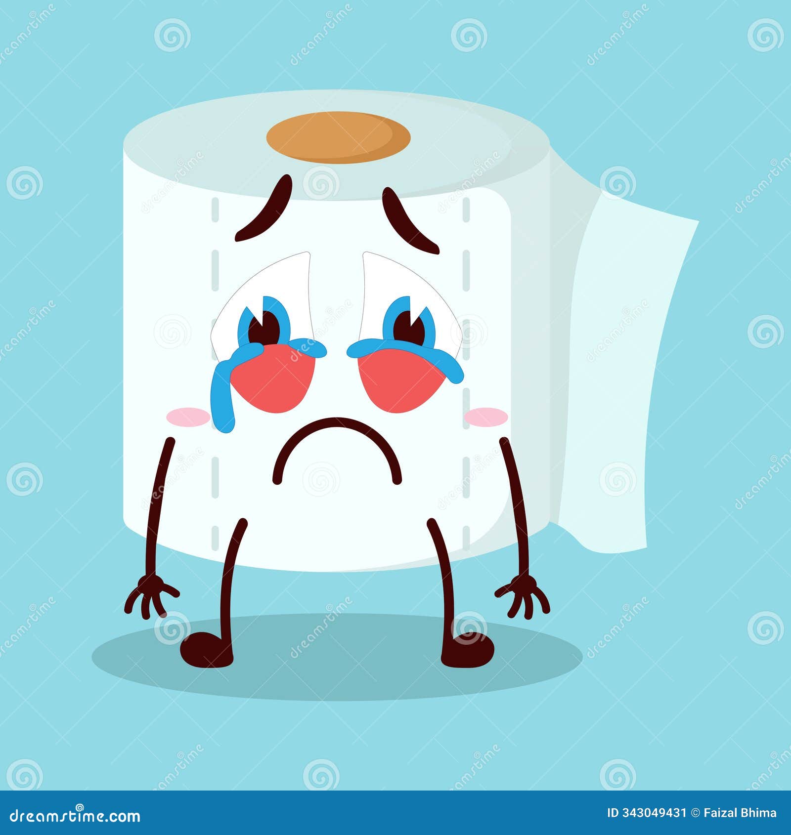 Cute Cry Expression of Toilet Paper Character Stock Vector ...
