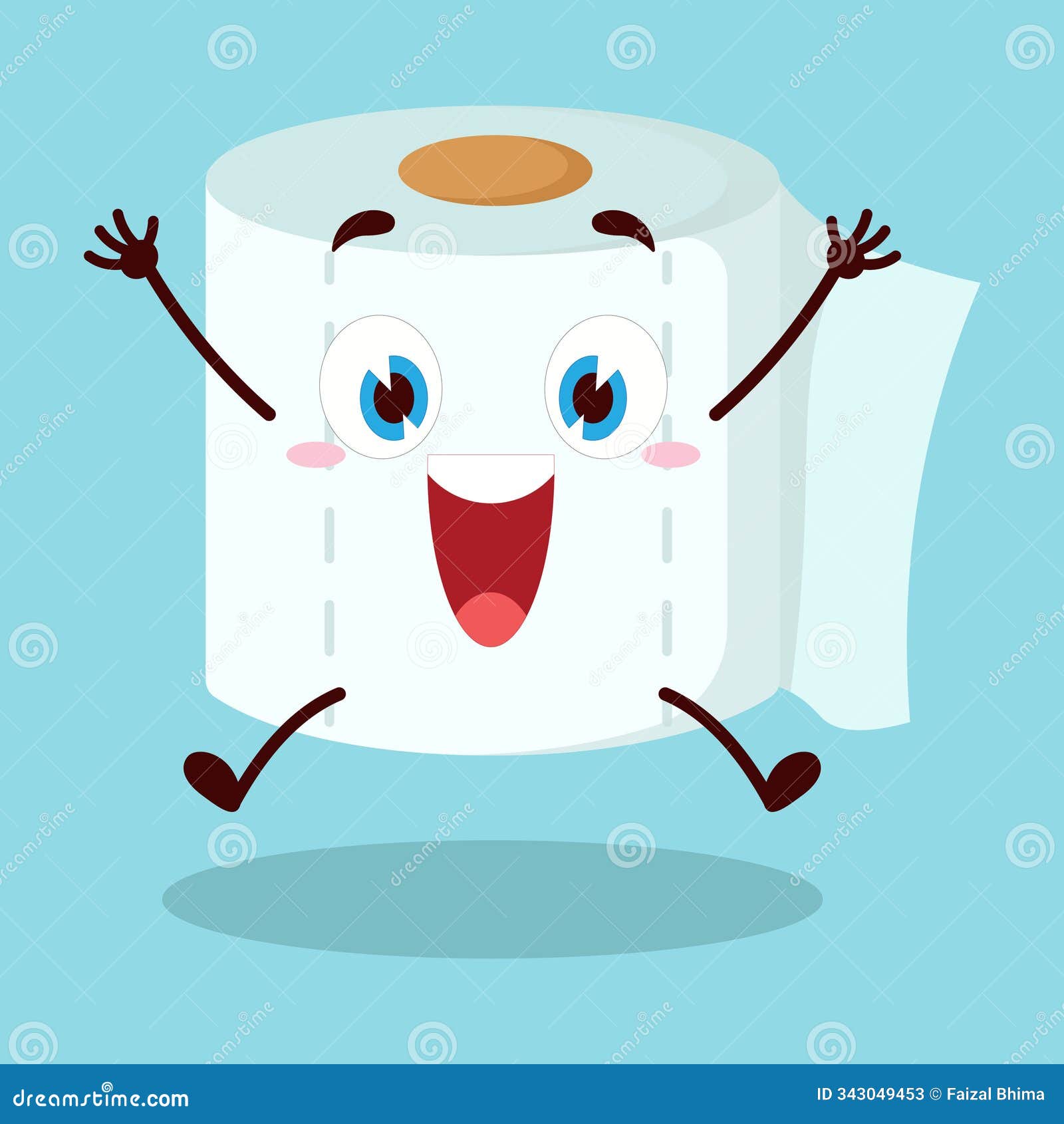 Cute Celebration Jump Expression of Toilet Paper Character Stock Vector ...