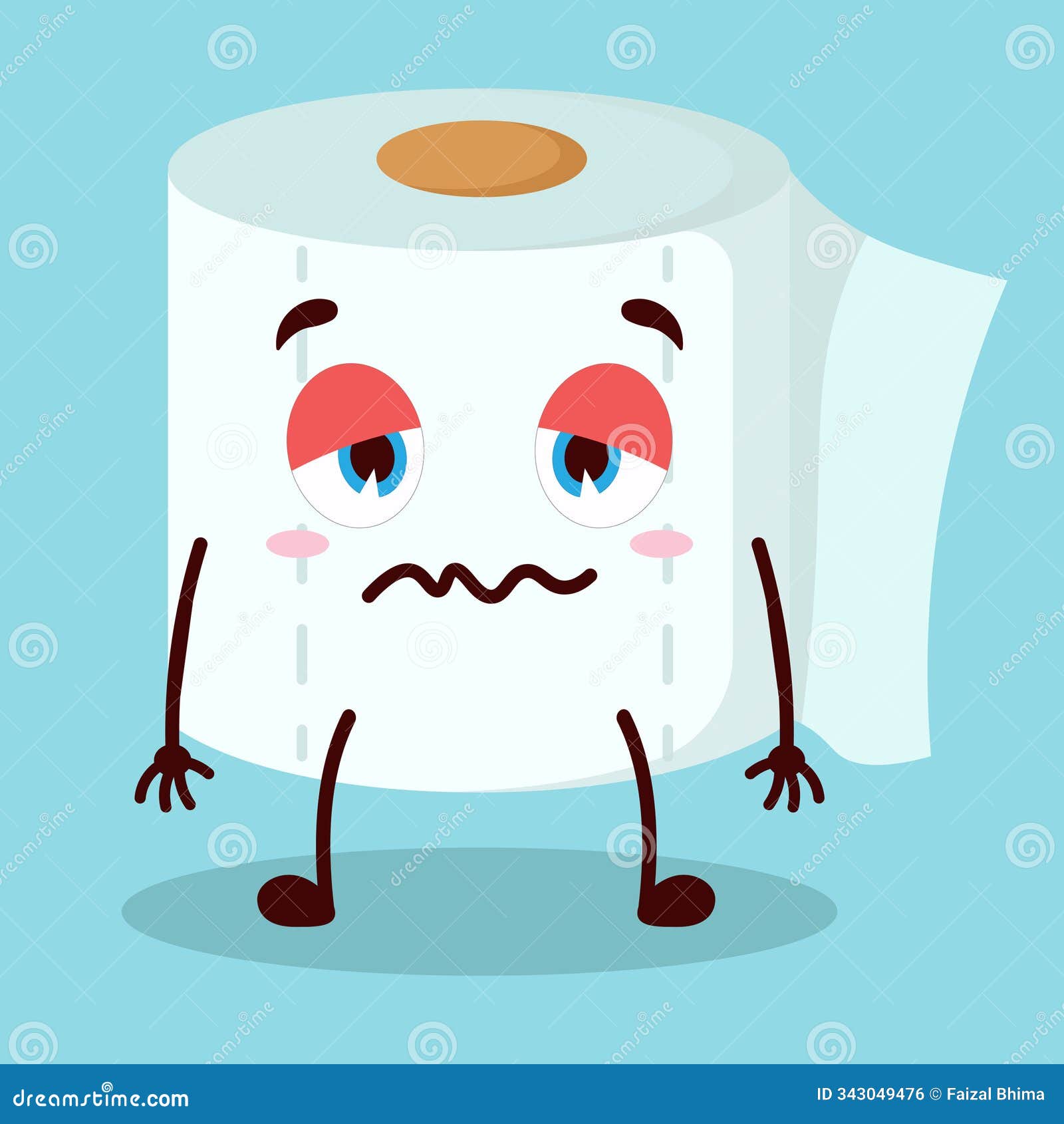 Cute Grumpy Expression of Toilet Paper Character Stock Vector ...