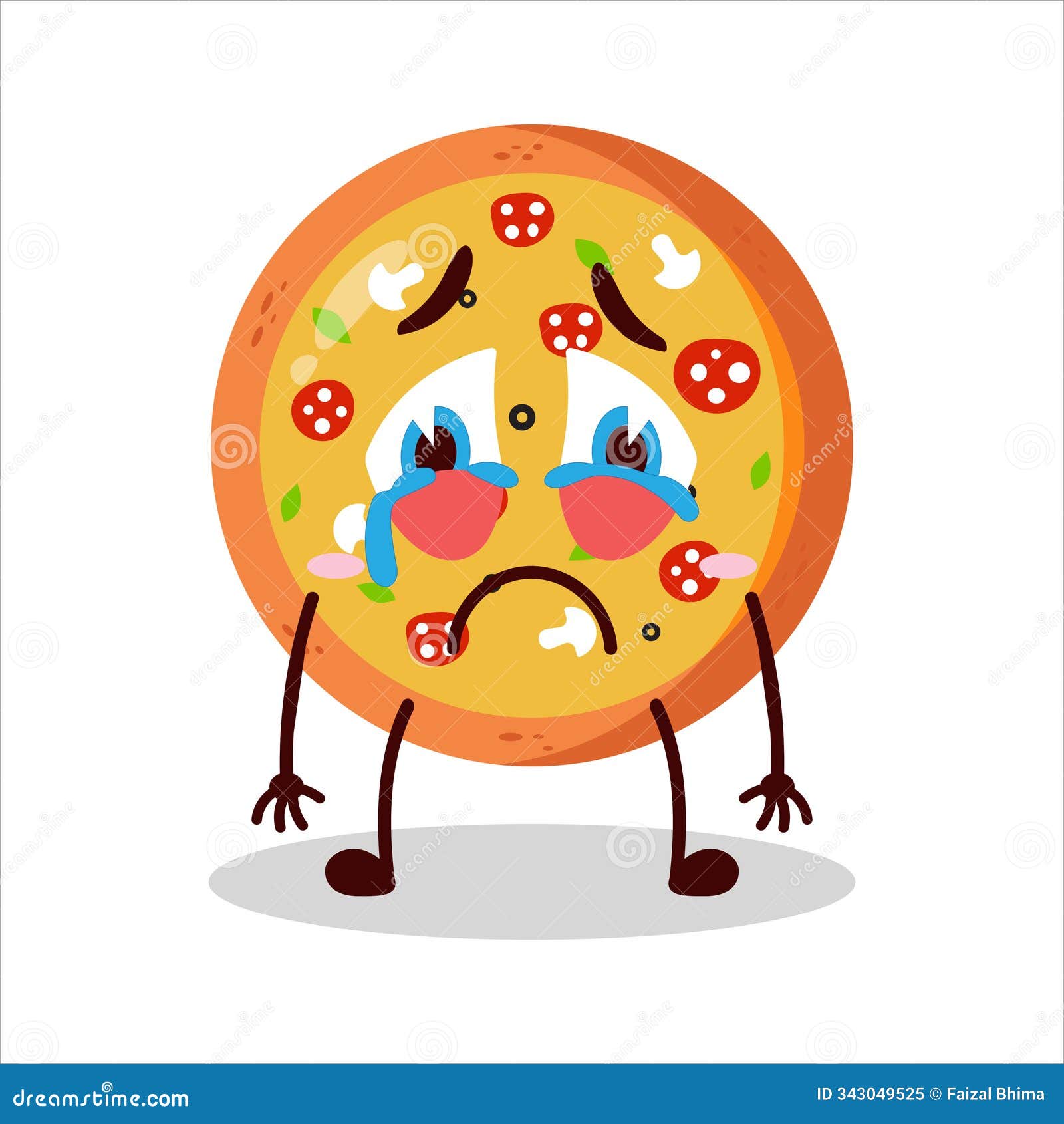 Cute Cry Expression of Pizza Character Stock Vector - Illustration of ...