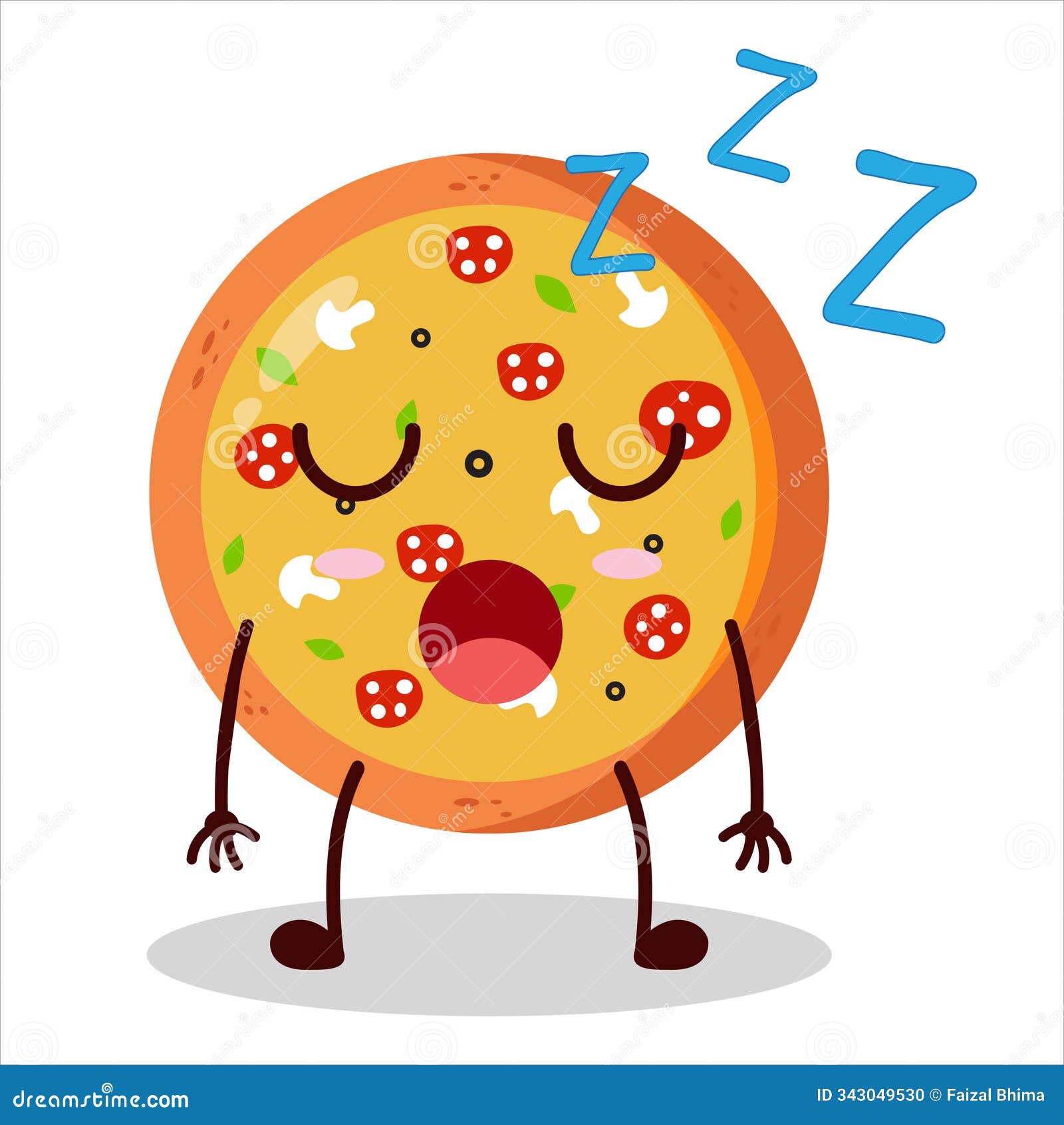 Cute Rest Expression of Pizza Character Stock Vector - Illustration of ...