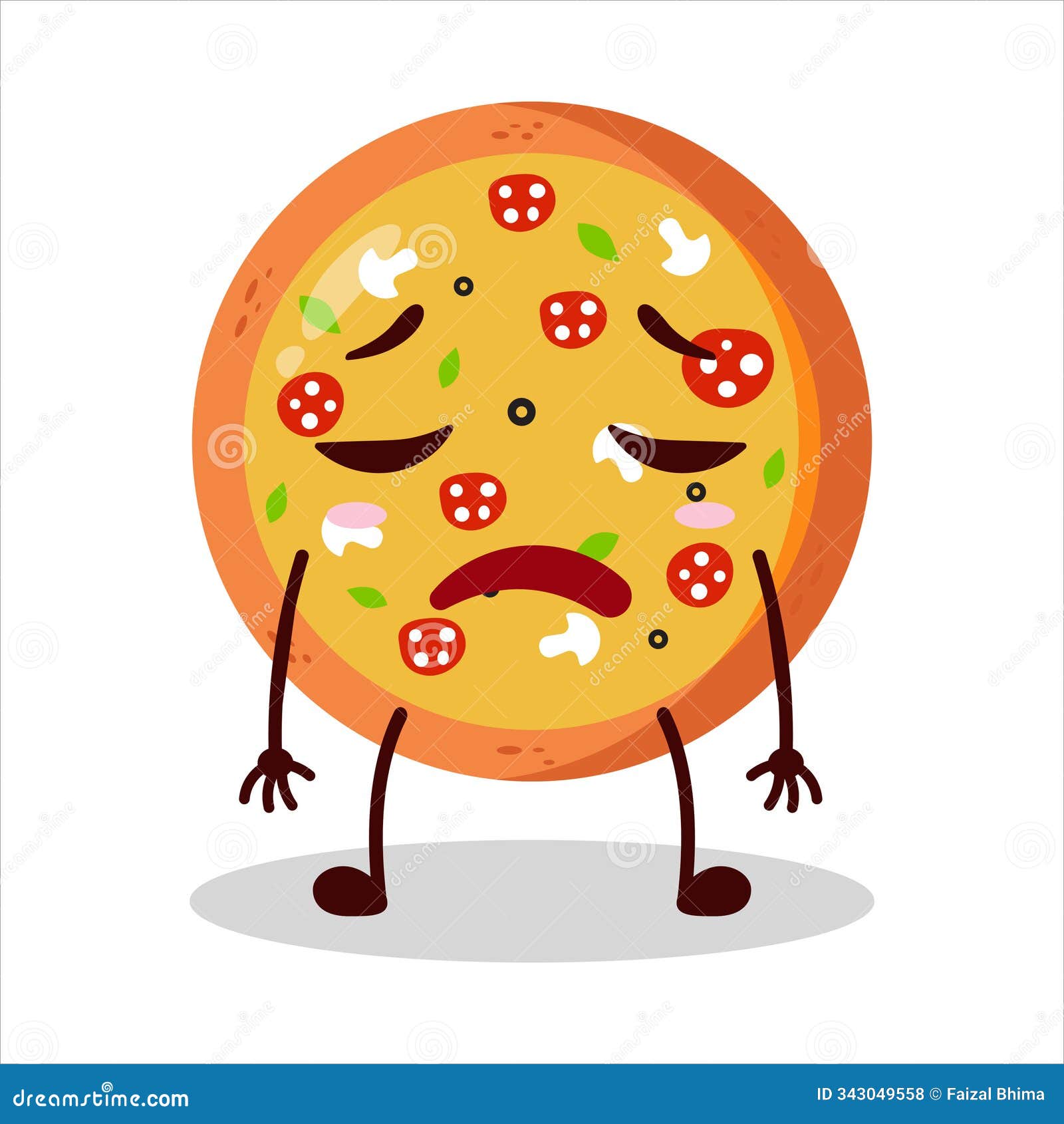 Cute Tired Expression of Pizza Character Stock Vector - Illustration of ...
