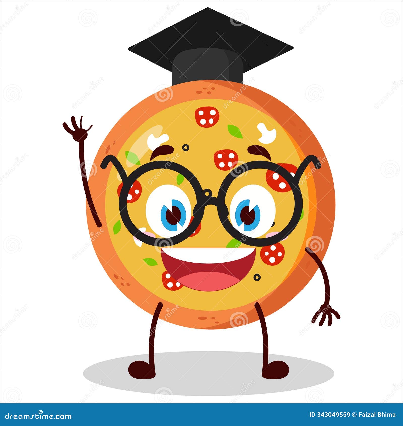 Cute Graduation College Student Expression of Pizza Character Stock ...