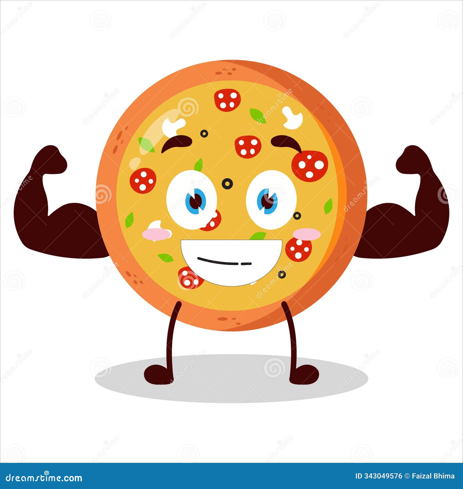 Cute Masculine Healthy Athlete Expression of Pizza Character Stock ...