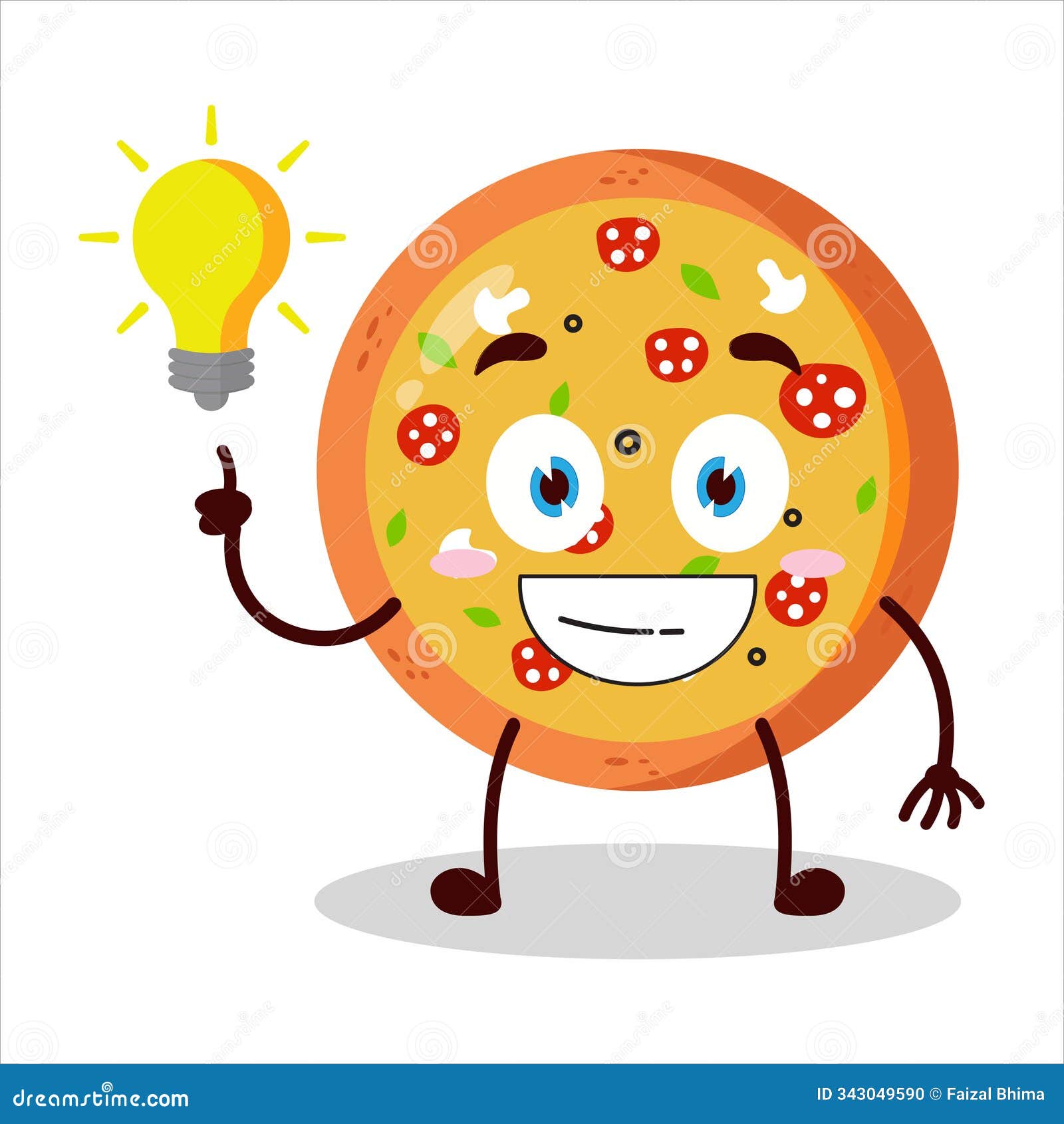 Cute Creative Expression of Mung Bean with Shiny Lamp Cartoon Character ...