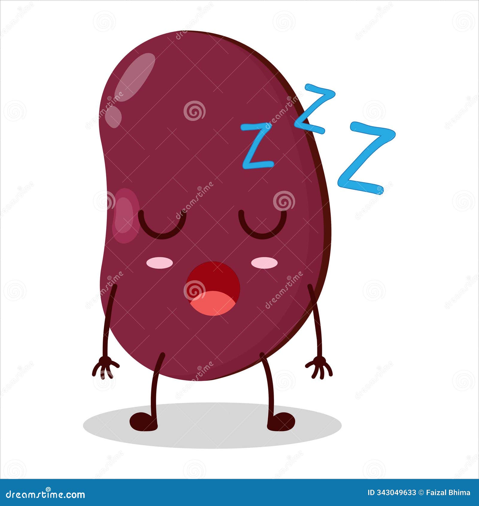 Cute Rest Expression of Red Bean Character Stock Vector - Illustration ...