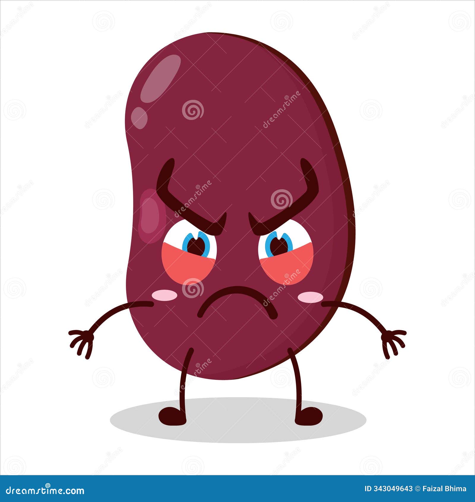 Cute Provoked Expression of Red Bean Character Stock Vector ...