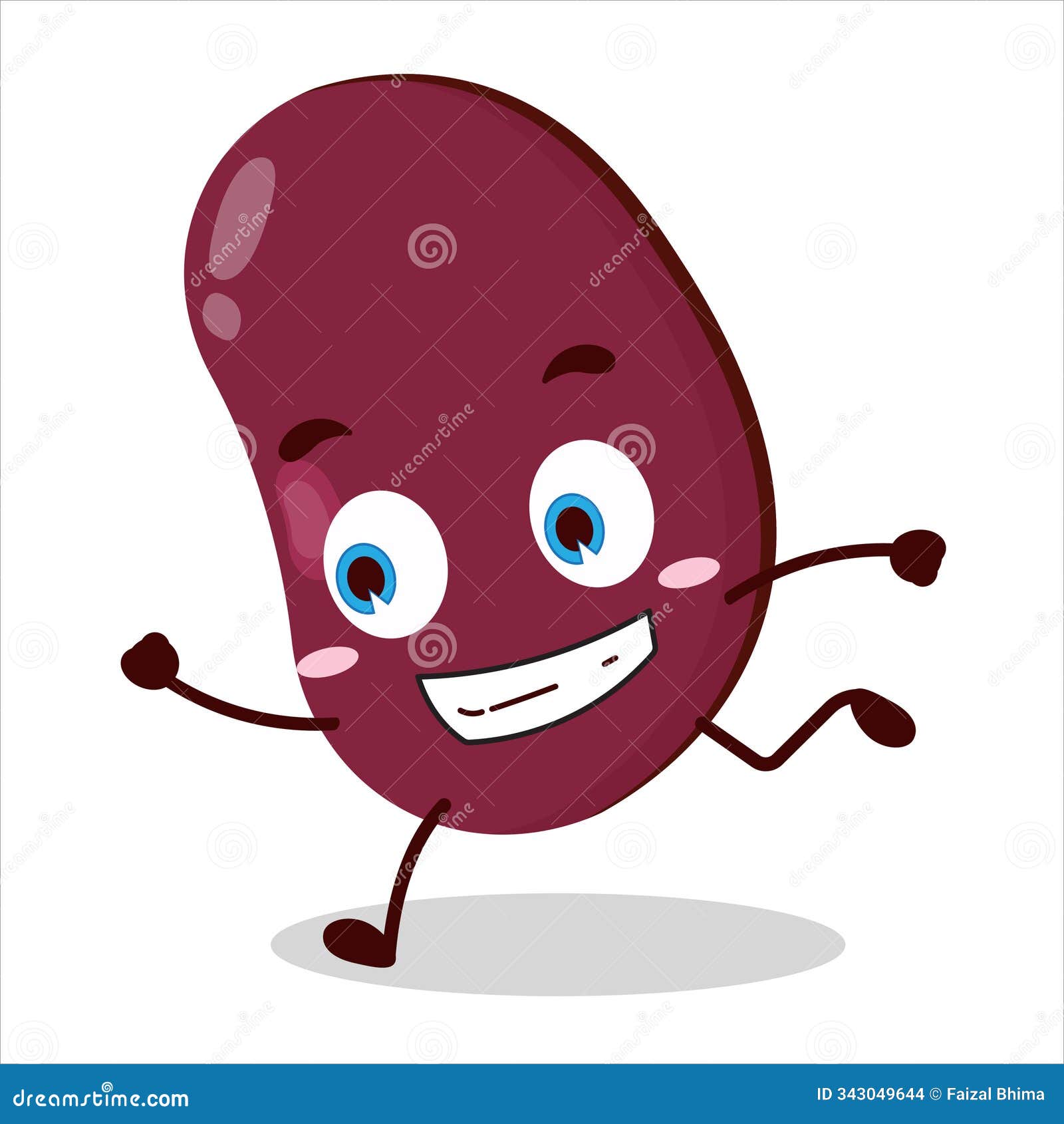 Cute Rush Running Expression of Red Bean Character Stock Vector ...