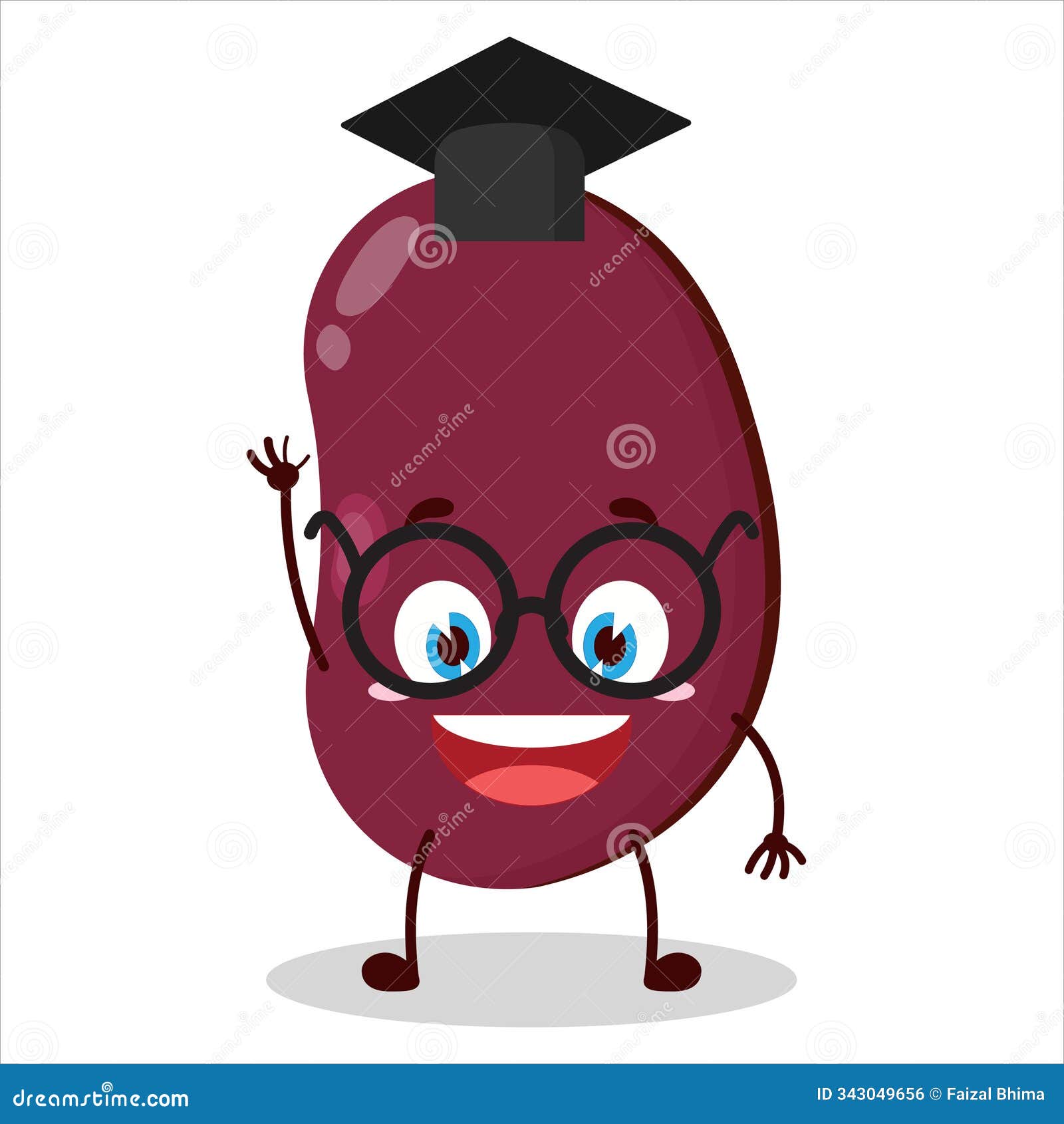 Cute Graduation College Student Expression of Red Bean Character Stock ...