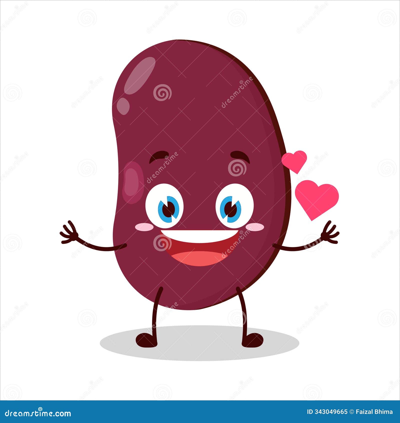 Cute Fall in Love Expression of Red Bean Character Stock Vector ...