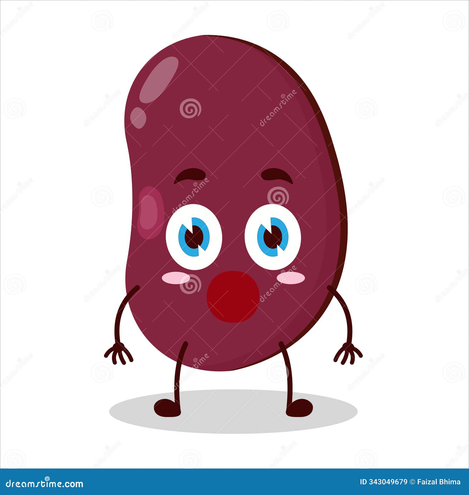 Cute Shocked Expression of Red Bean Character Stock Vector ...