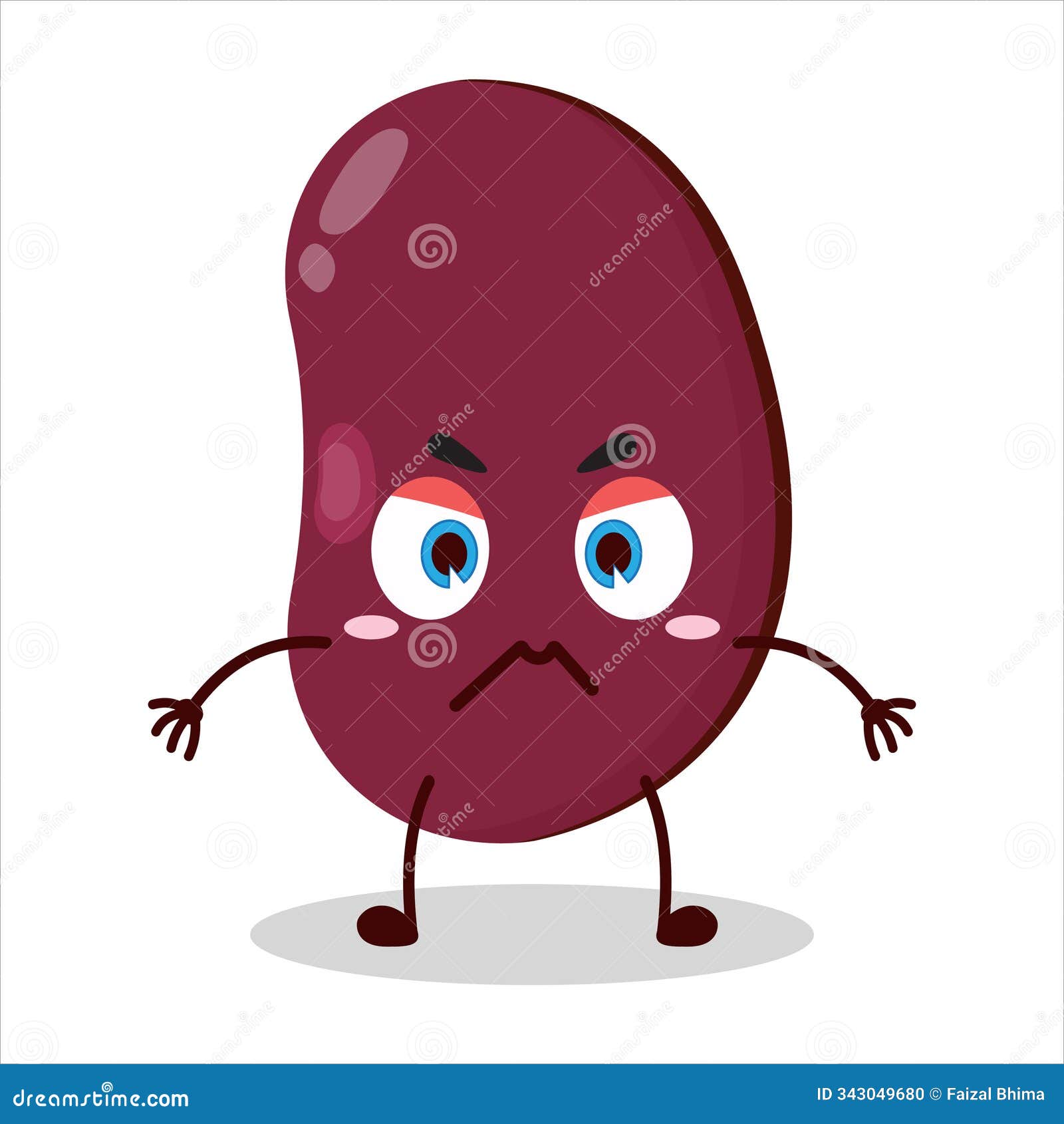 Cute Irritated Expression of Red Bean Character Stock Vector ...