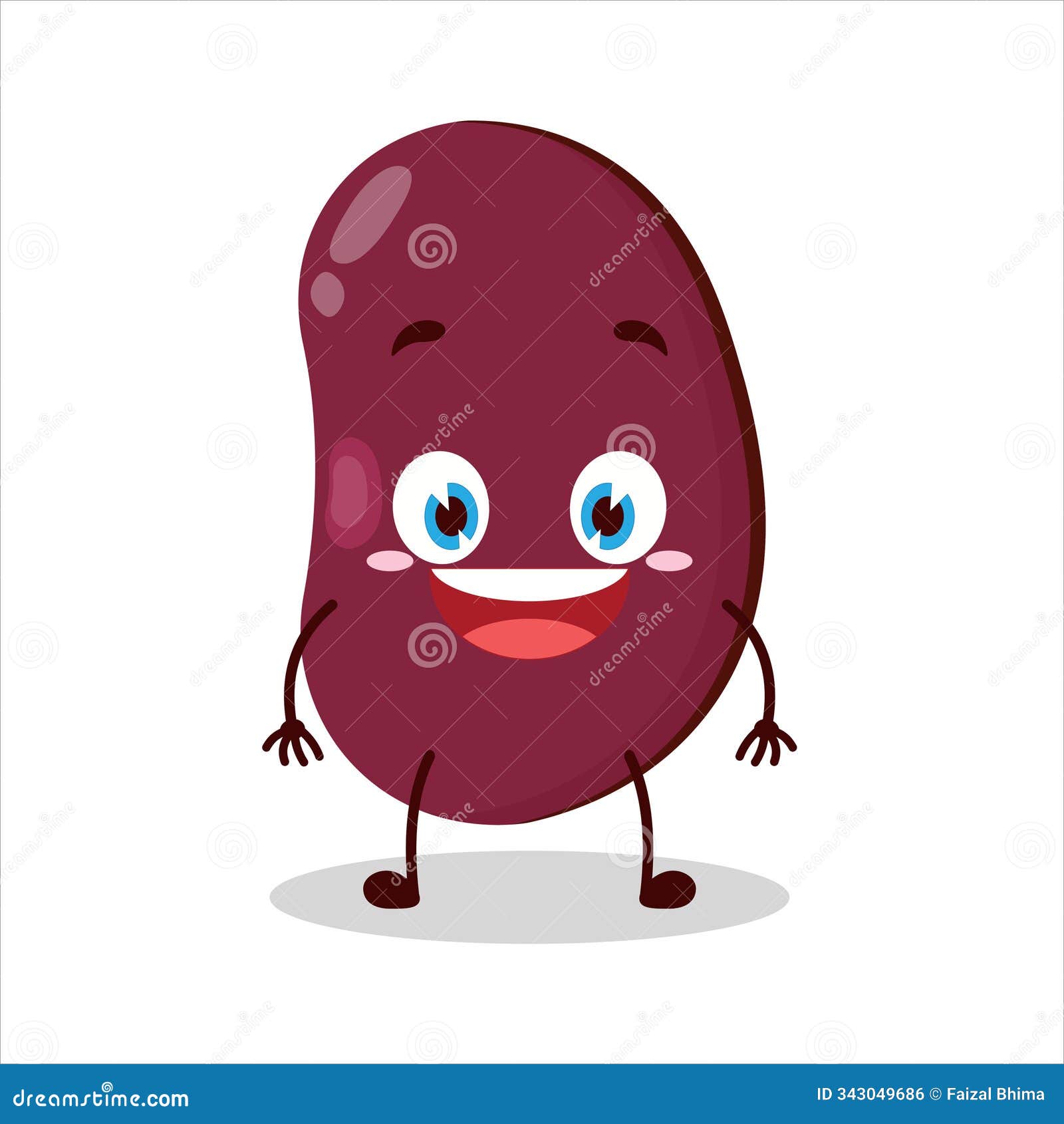 Cute Happy Expression of Red Bean Character Stock Vector - Illustration ...