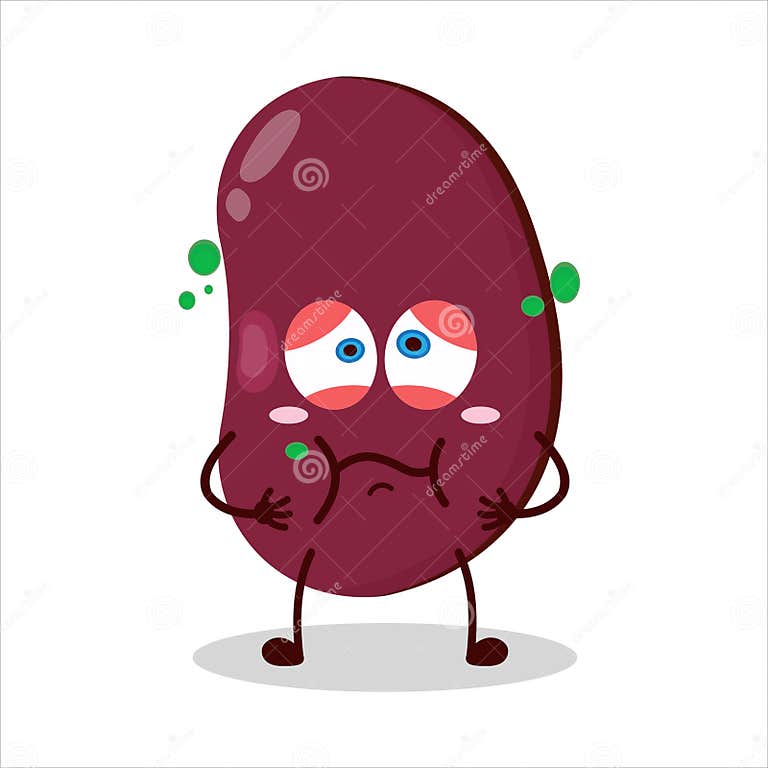 Cute Sick Expression of Red Bean Character Stock Vector - Illustration ...