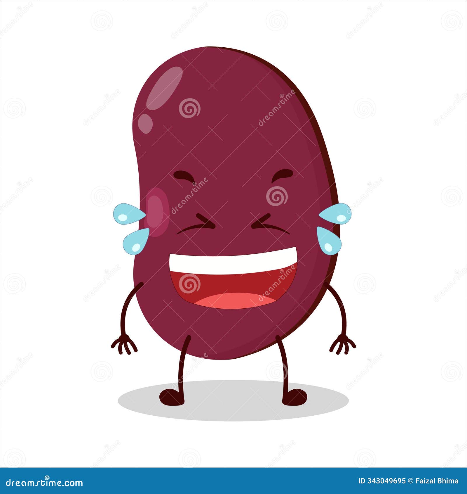 Cute Laugh Out Loud Expression of Red Bean Character Stock Vector ...