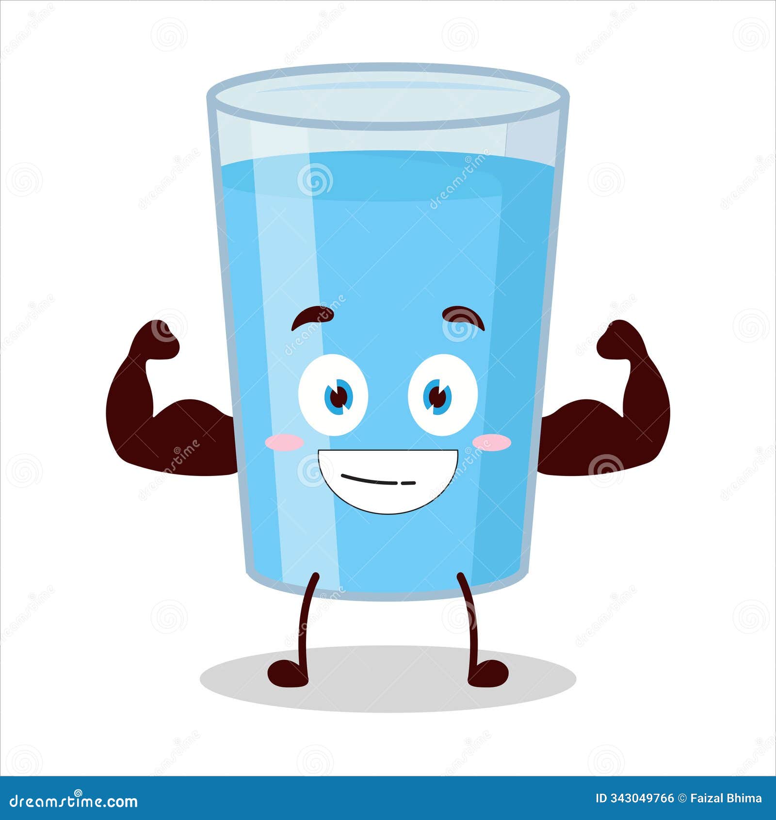 Cute Masculine Healthy Athlete Expression Glass of Water Character ...