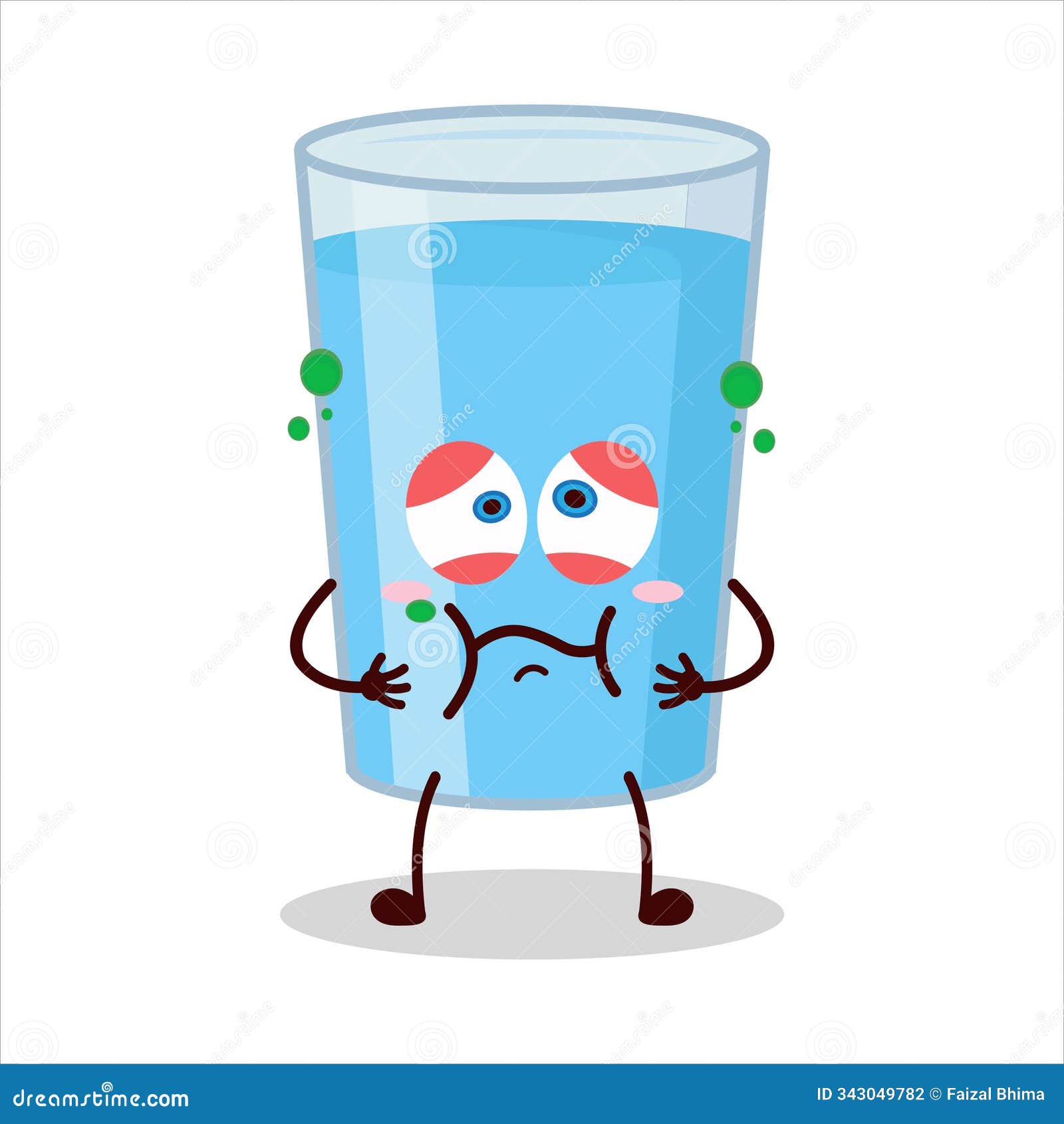 Cute Sick Expression Glass of Water Character Stock Vector ...